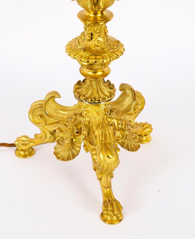 Large Antique French Ormolu Gilt Bronze Lamp, 1880s for sale at Pamono