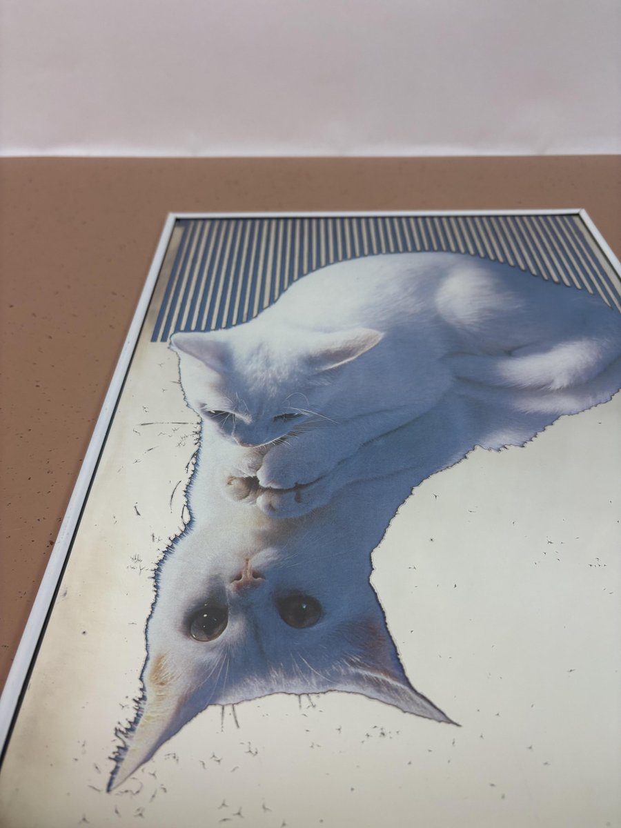 Vintage Cat Mirror with Metal Frame, 1980s for sale at Pamono