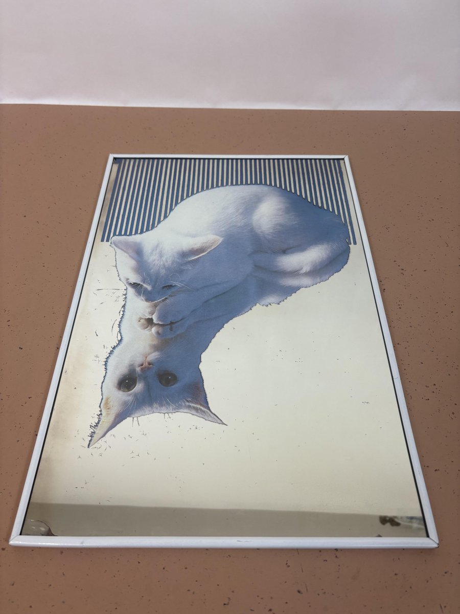 Vintage Cat Mirror with Metal Frame, 1980s for sale at Pamono