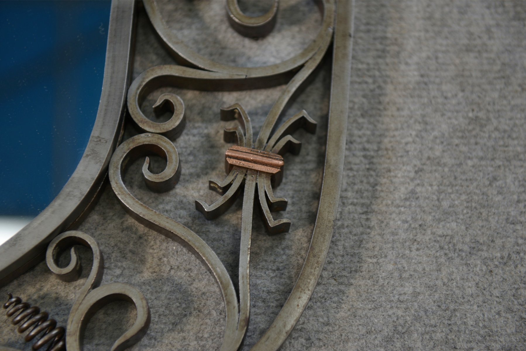 Coat of Arms Mirror in Wrought Iron and Copper, 19th Century for sale ...