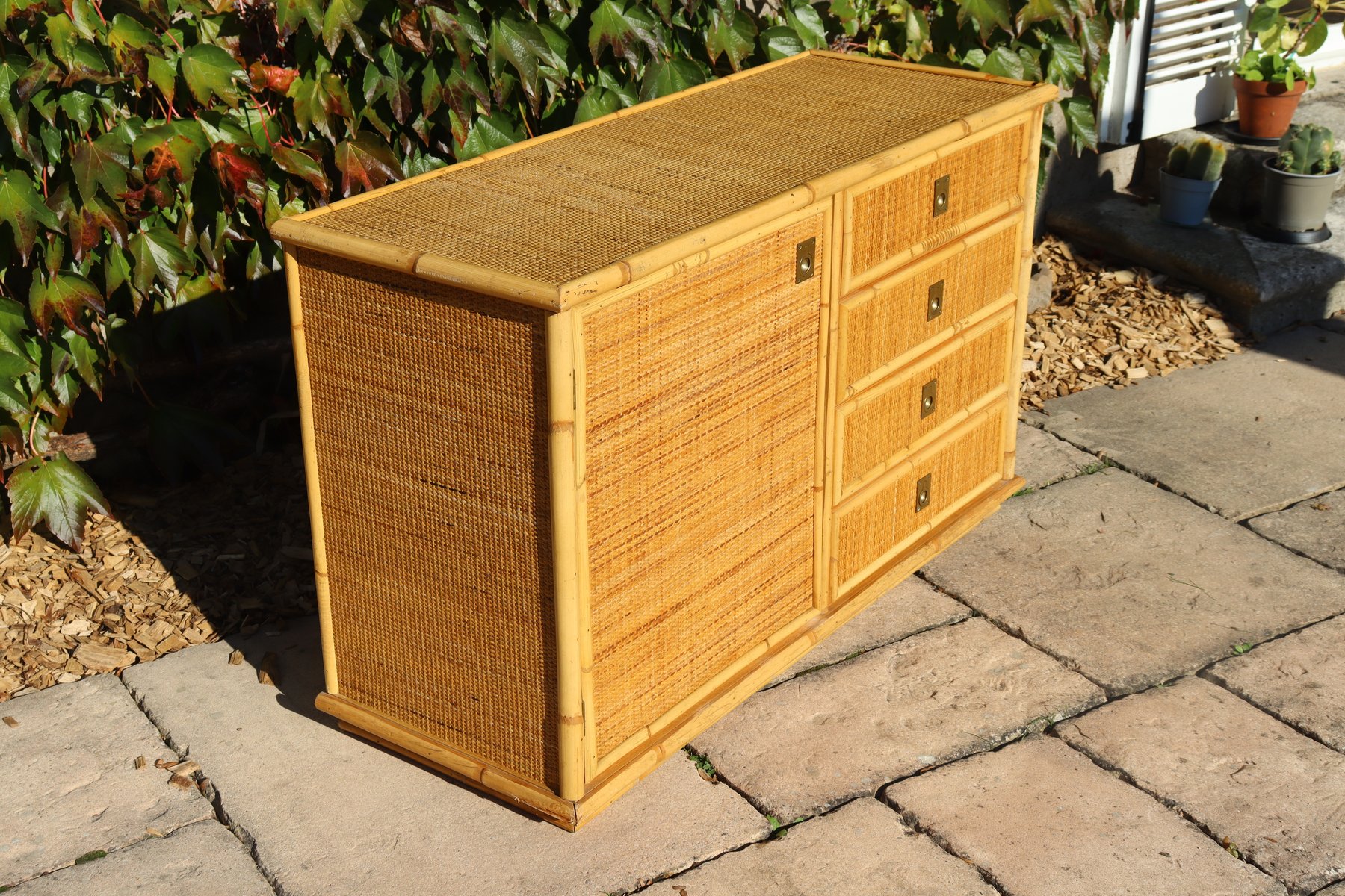 Rattan and Bamboo Buffet with Drawers from Dal Vera, Italy, 1960s for ...