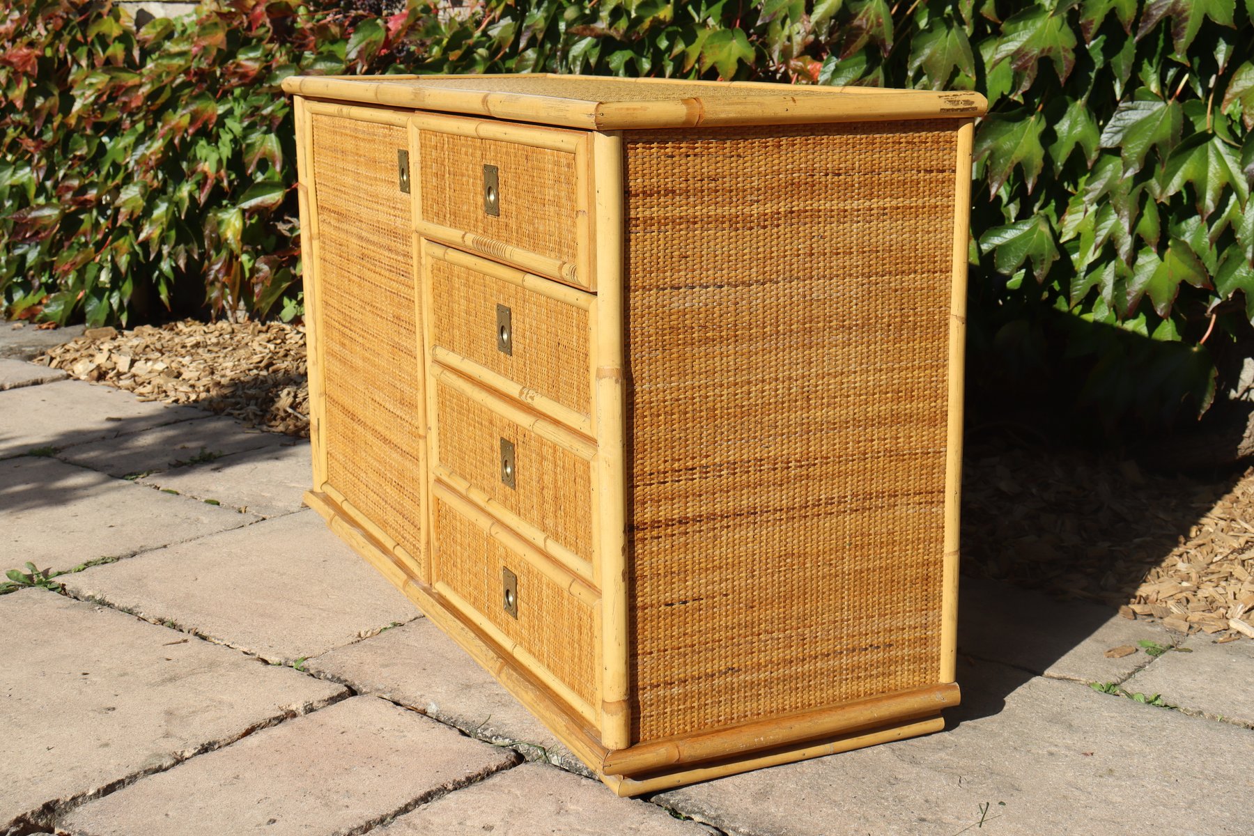 Rattan and Bamboo Buffet with Drawers from Dal Vera, Italy, 1960s for ...