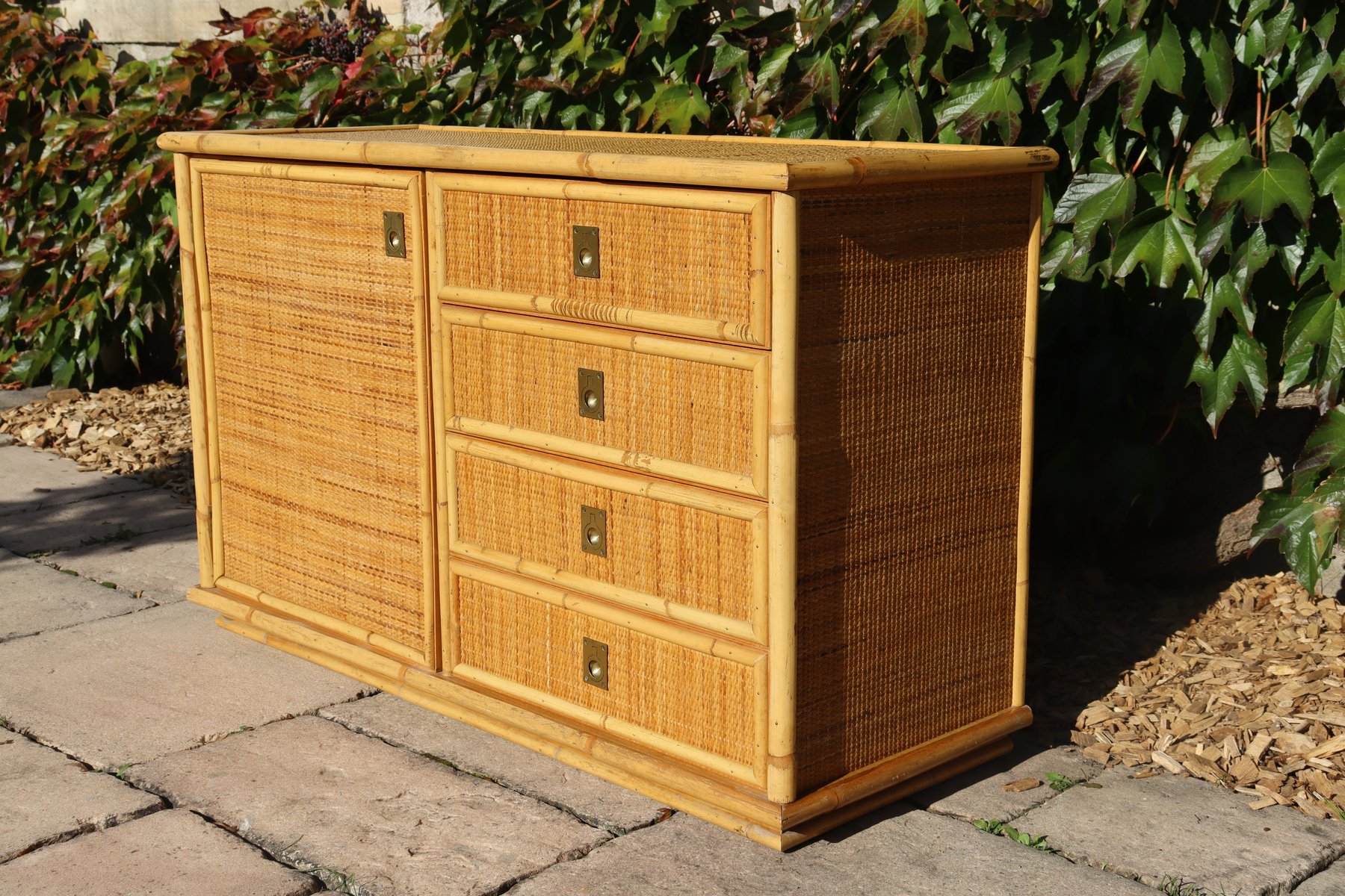Rattan and Bamboo Buffet with Drawers from Dal Vera, Italy, 1960s for ...