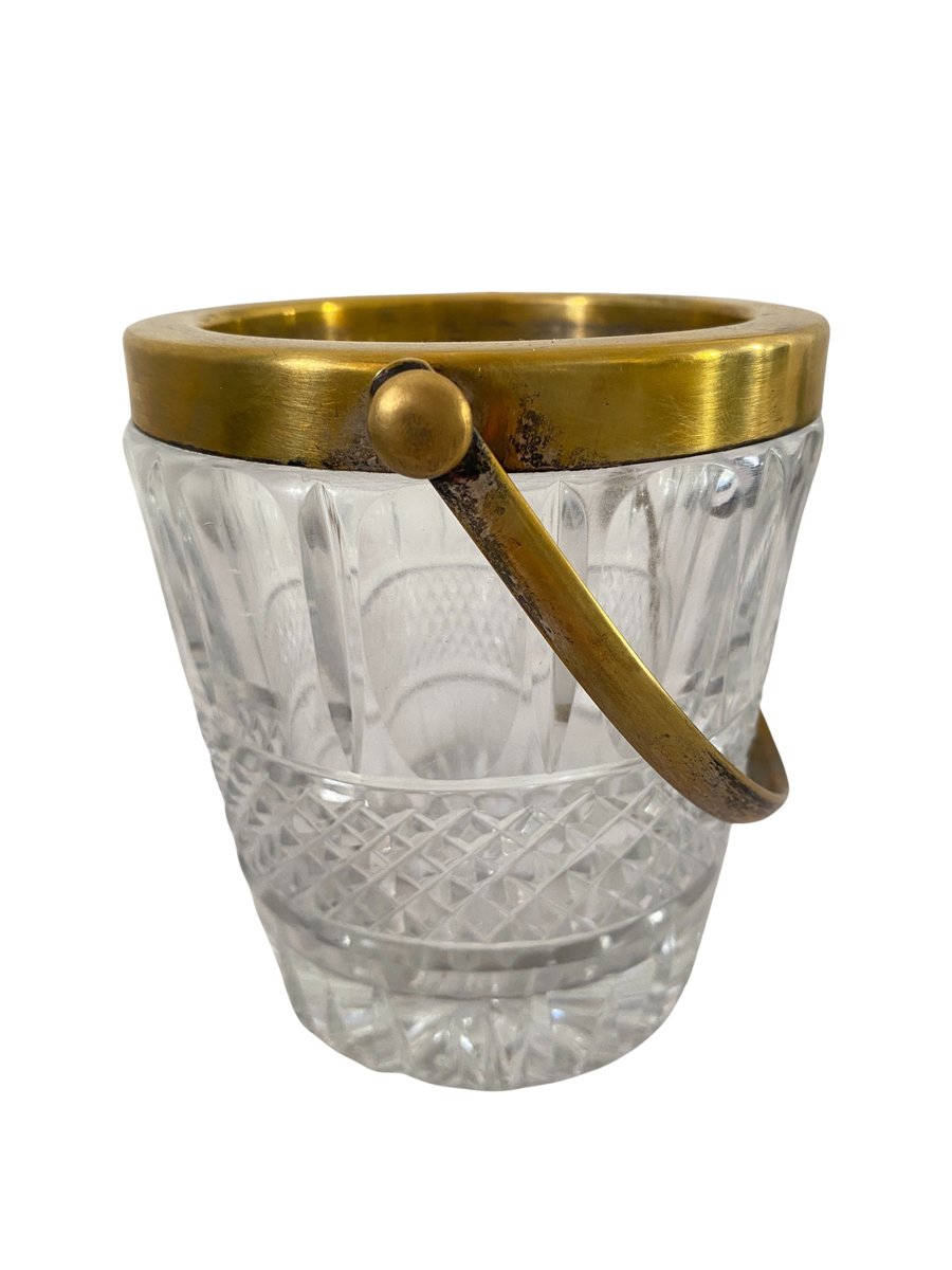 Cut Crystal and Gilded Brass Ice Bucket, 1920s for sale at Pamono