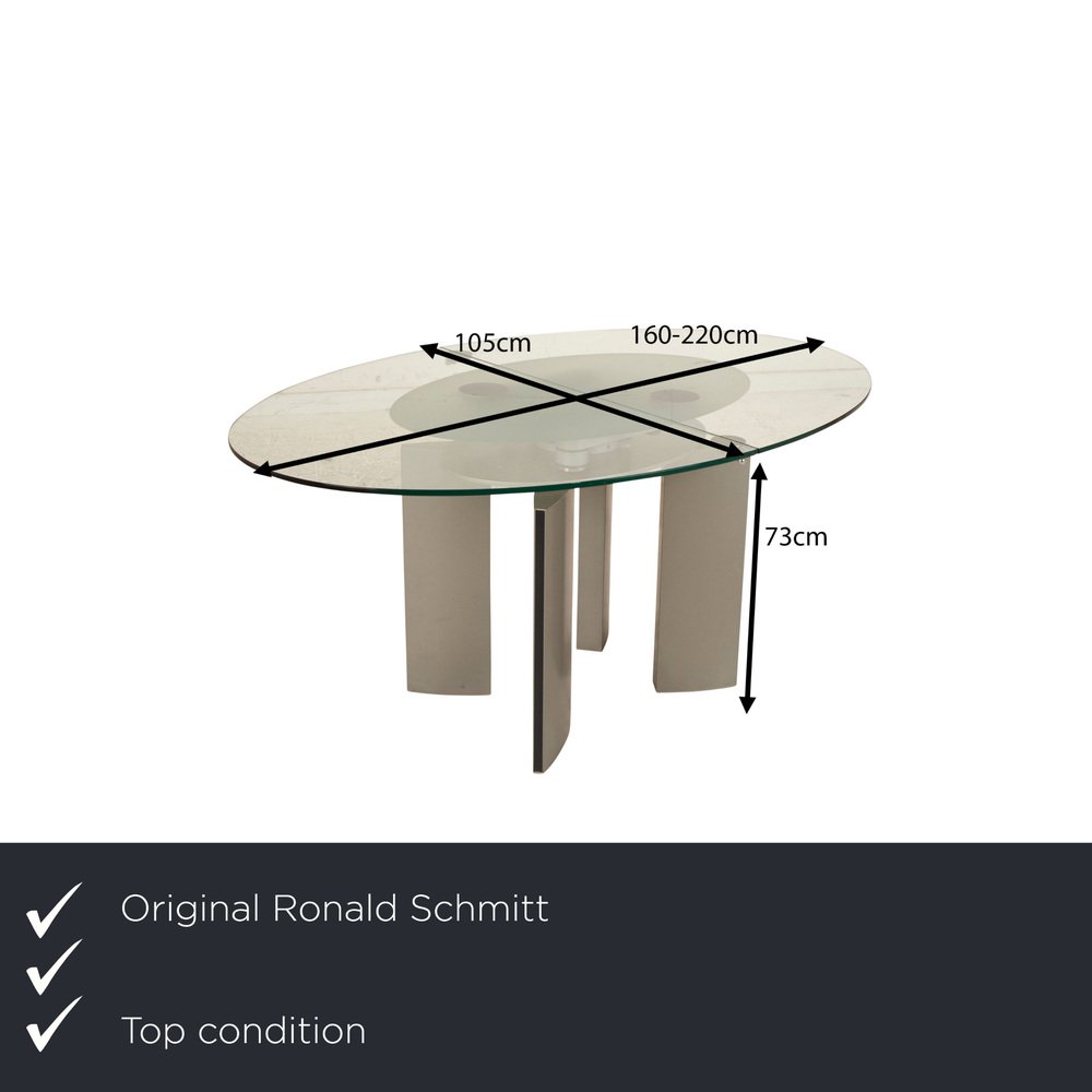 K / G 750 / E Dining Table in Glass with Silver Legs and Pull-Out ...