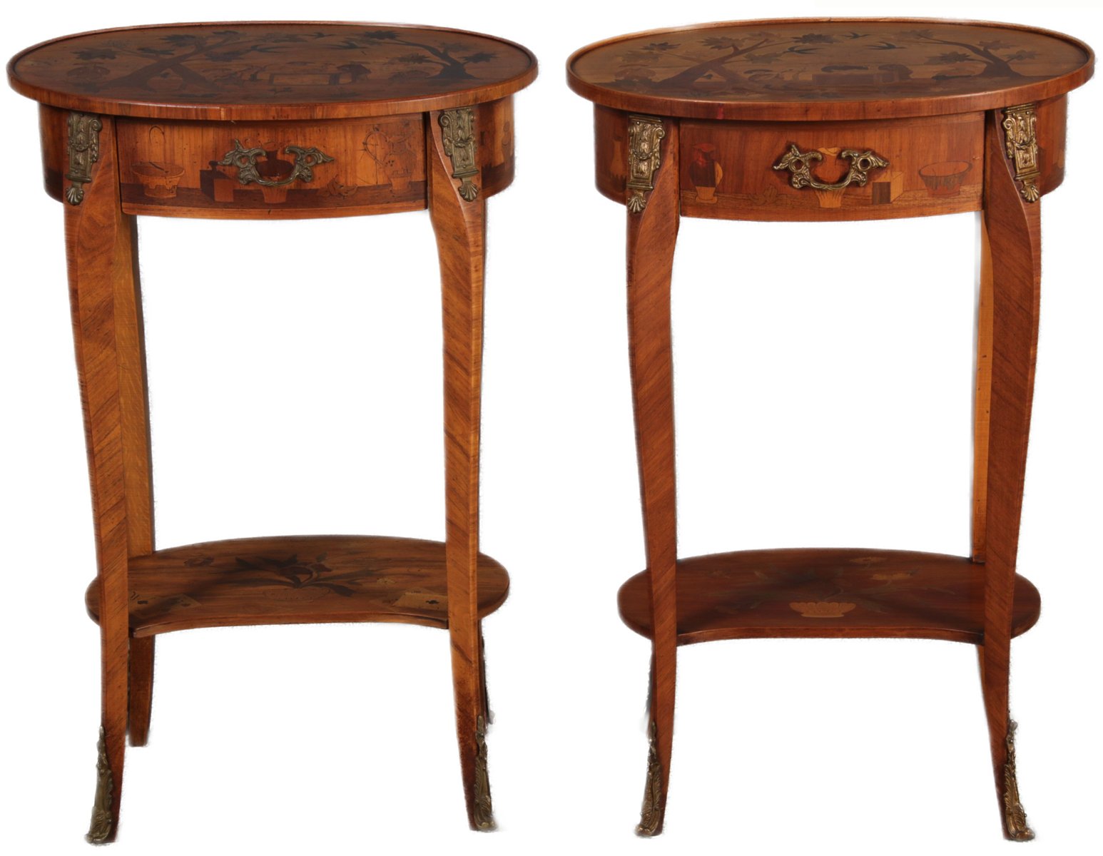 Antique Louis XV Style Side Tables with Chinoiserie Inlay, 1920s, Set ...