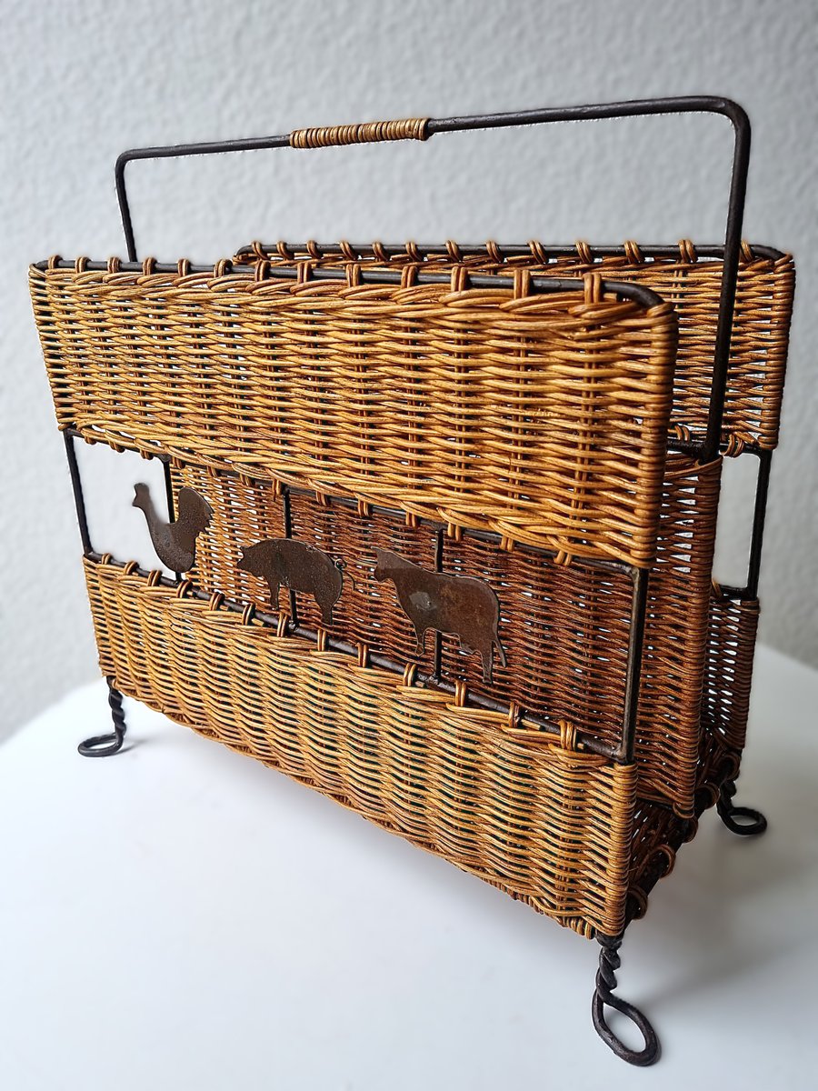 Vintage Newspaper Rack in Metal, 1970s for sale at Pamono