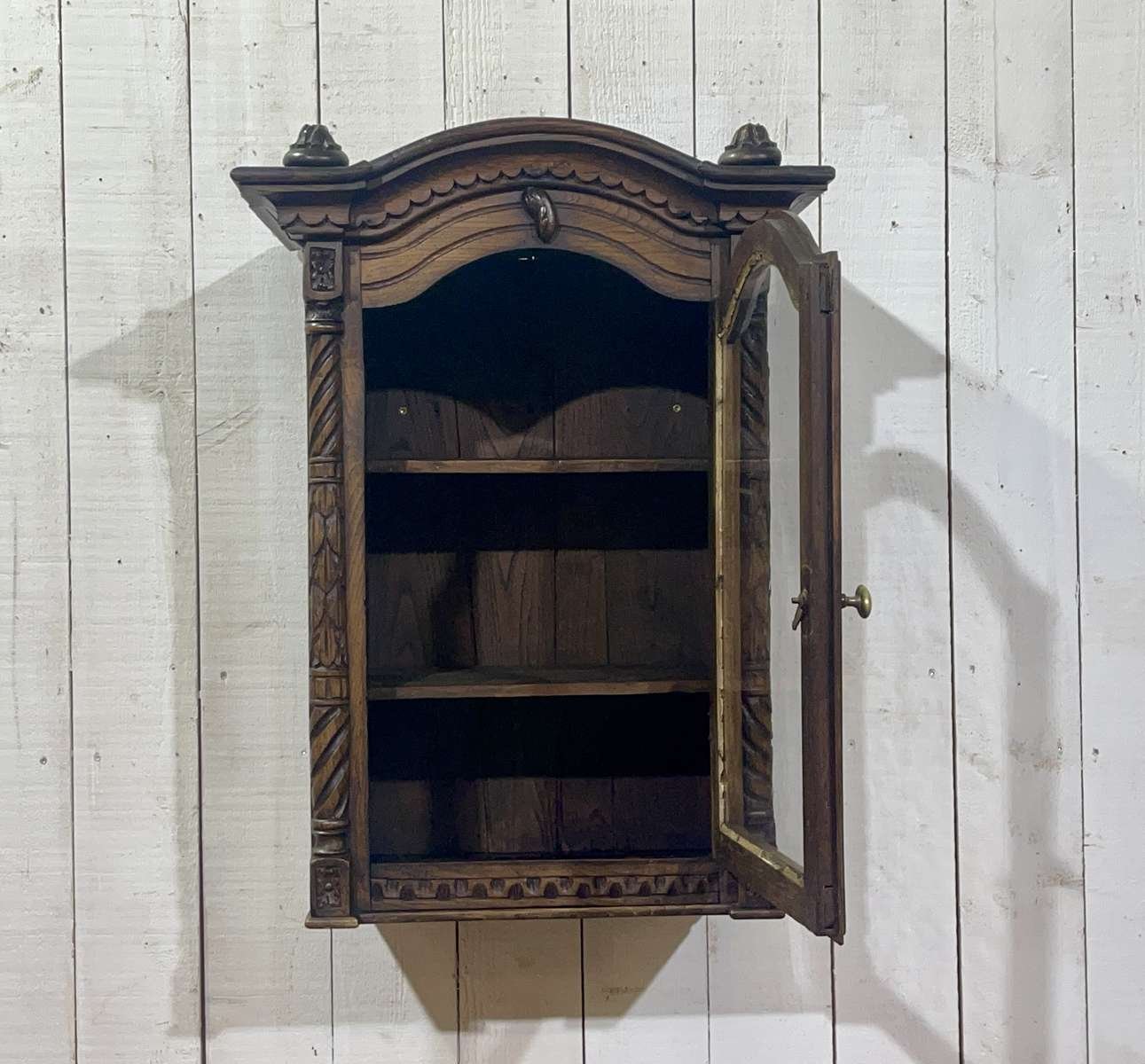 Chestnut Wall Display Case, 19th Century for sale at Pamono