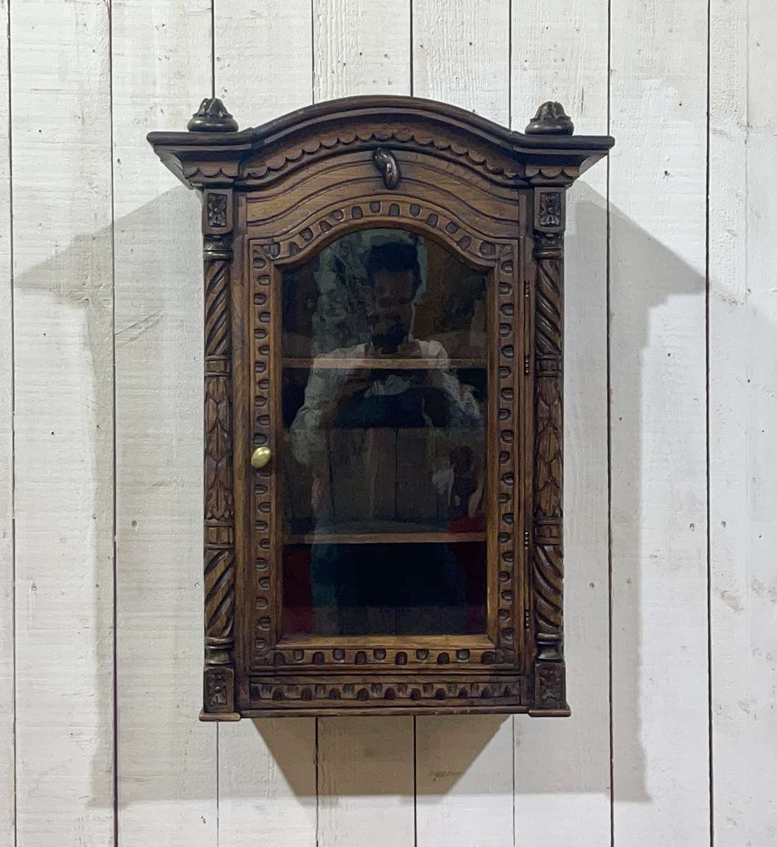 Chestnut Wall Display Case, 19th Century for sale at Pamono