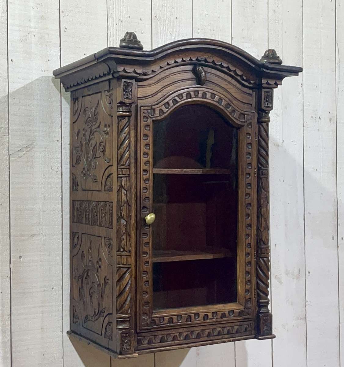 Chestnut Wall Display Case, 19th Century for sale at Pamono