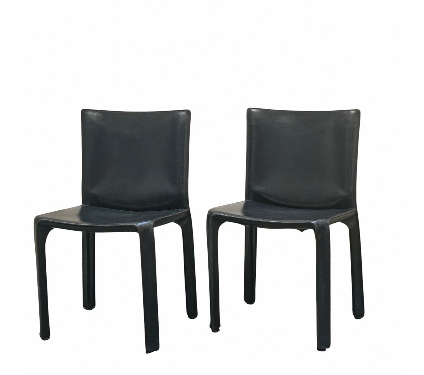 Black Leather T4 CAB Chairs by Mario Bellini for Cassina, Italy, 1970s ...