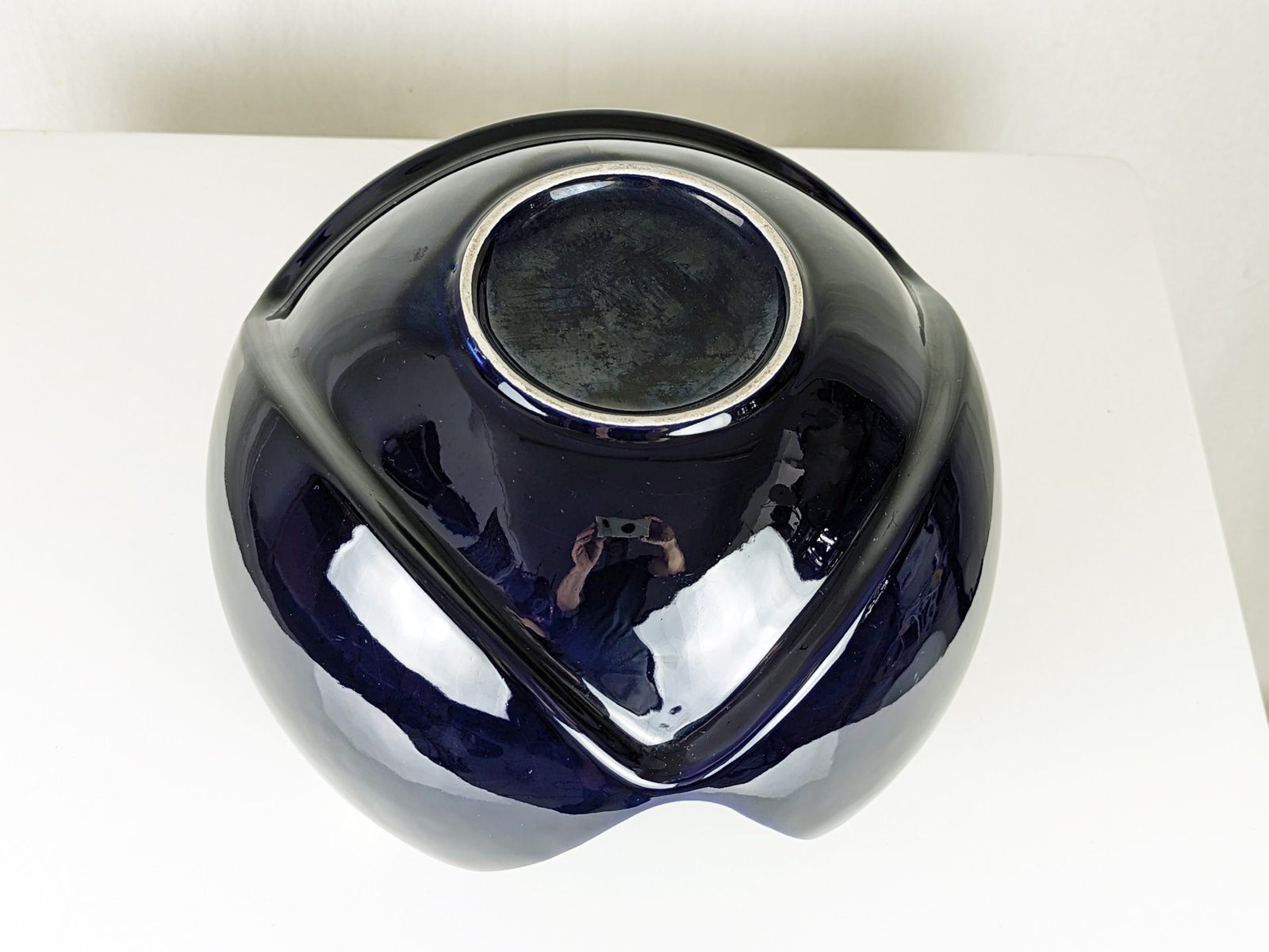 Italian Blue Ceramic Vase Centerpiece by Sele Arte, Nove, Italy, 1970s ...