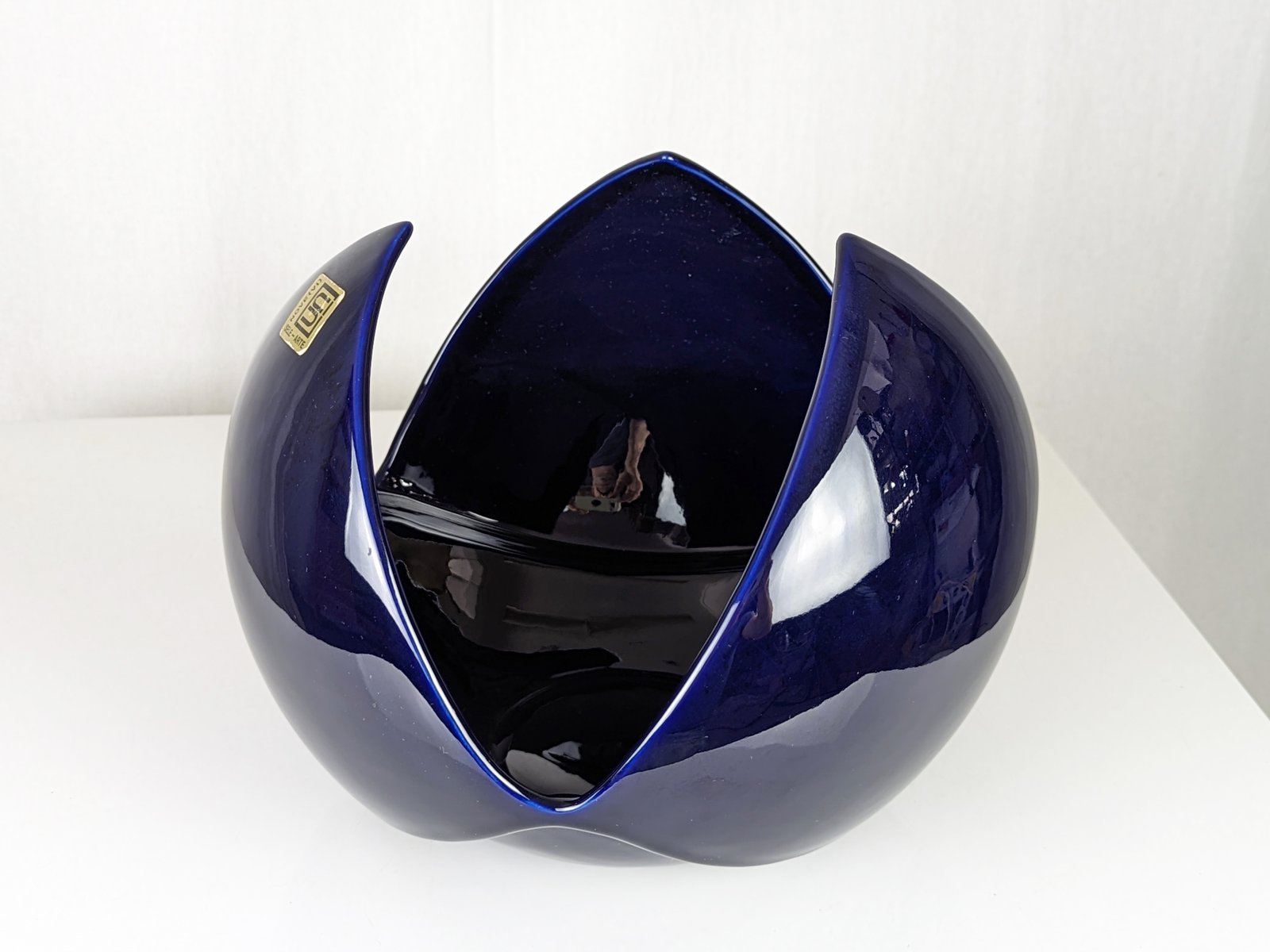 Italian Blue Ceramic Vase Centerpiece by Sele Arte, Nove, Italy, 1970s ...