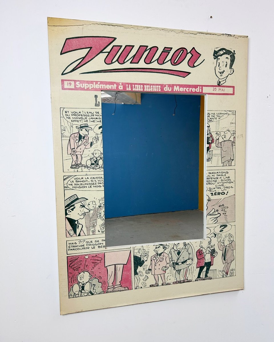 Large Pop Art Style Illustrated Wall Mirror, 1960s-1970s for sale at Pamono