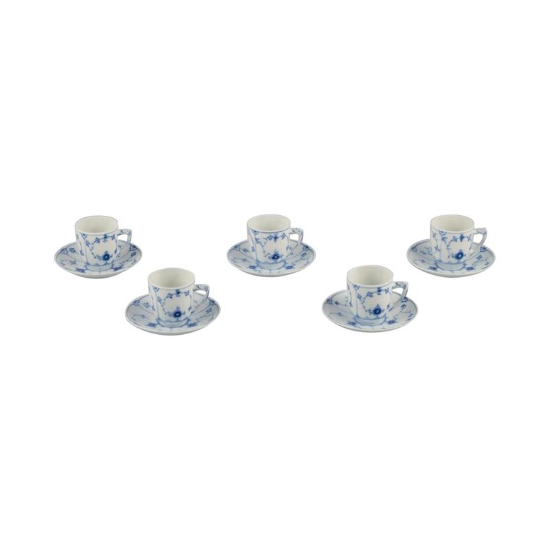 Blue Fluted Pattern Coffee Cups with Saucers from Bing & Grøndahl, Set ...