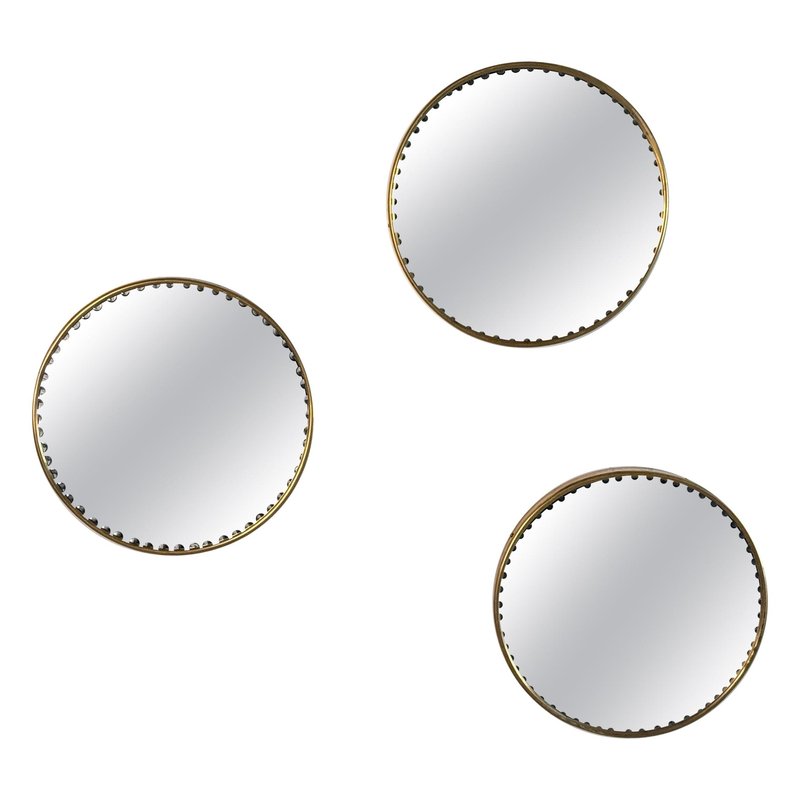 Round Mirrors attributed to Cristal Art, Italy, 1970s, Set of 3 for ...