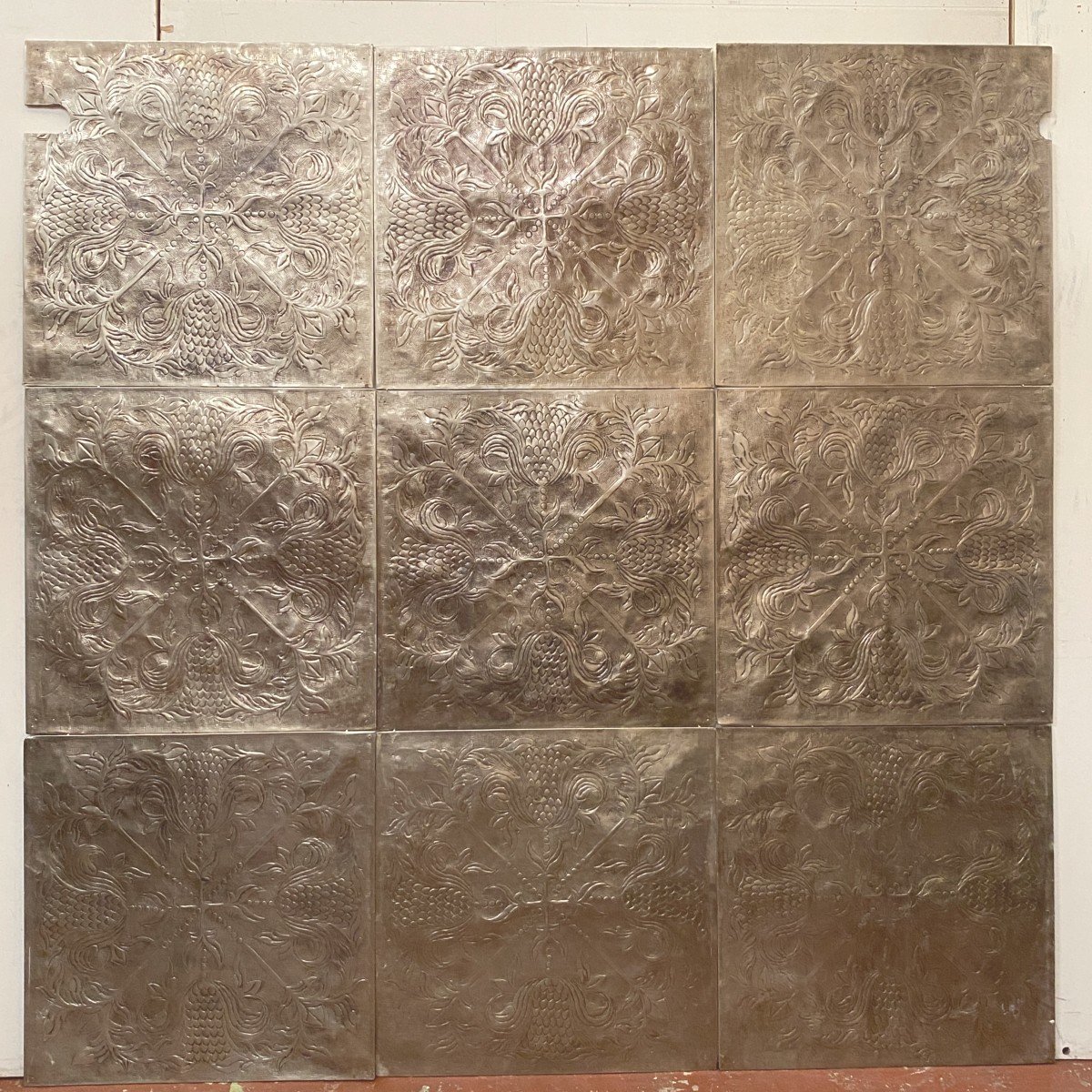 Repoussé Metal Wall Cladding Panels, 20th Century, Set of 20 for sale ...