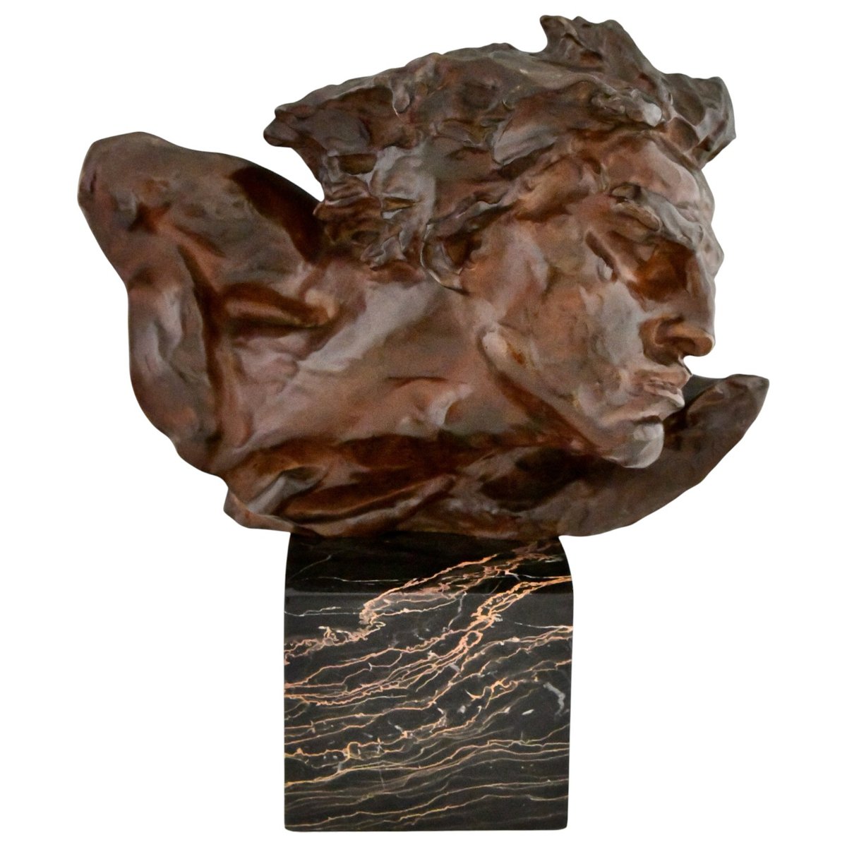 André César Vermare, Le Rhone Sculpture of Man, 1920, Bronze on Marble ...