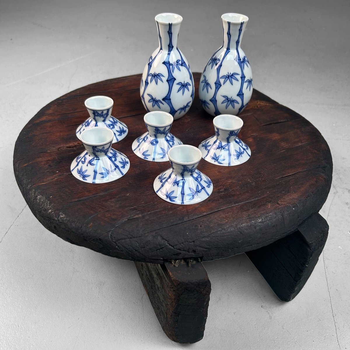 Japanese Arita Porcelain Sake Set with Bamboo Motif, 1970s-1980s, Set ...