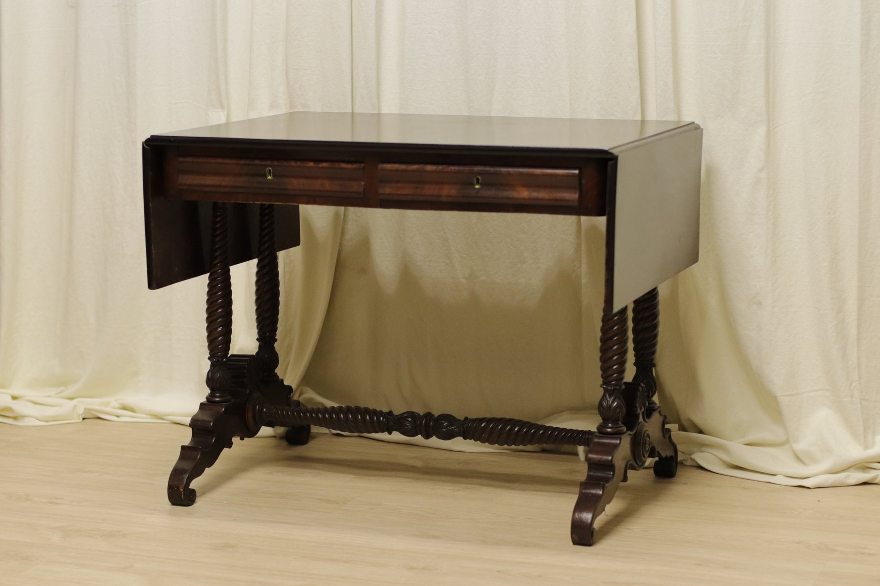 Victorian Drop-Leaf Table in Mahogany with Turned Legs, 1800s for sale ...