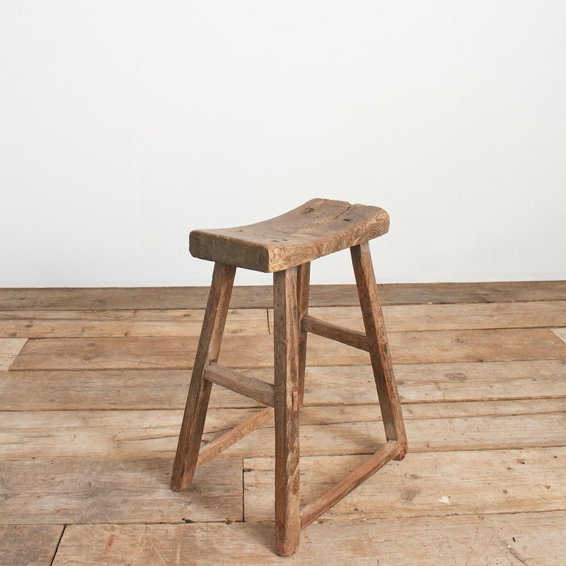 Rustic Stool in Elm for sale at Pamono