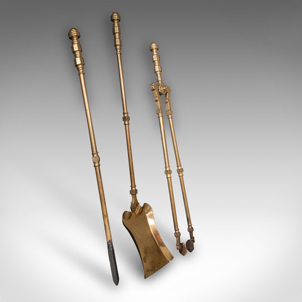 Antique English Victorian Brass Fire Tools, 1870s, Set of 3 for sale at ...