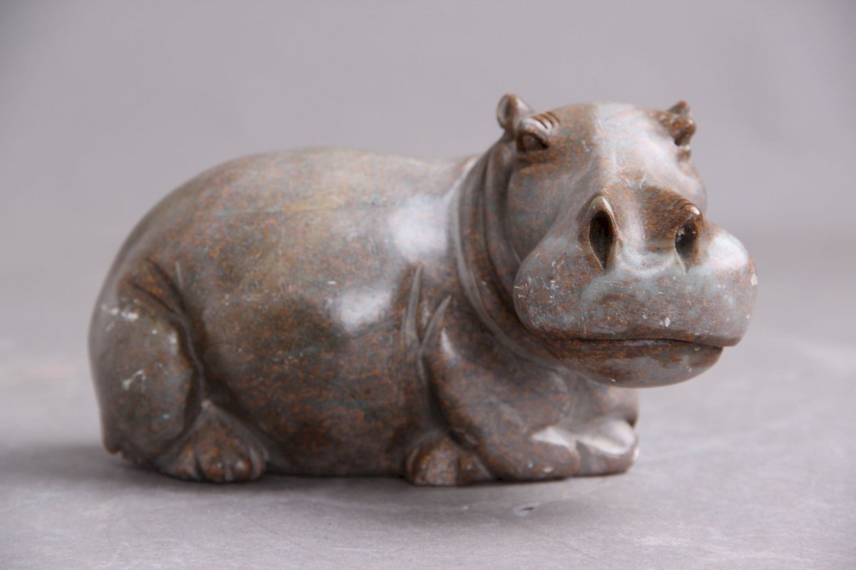 Vintage Stone Hippo Figurine, 1950s for sale at Pamono
