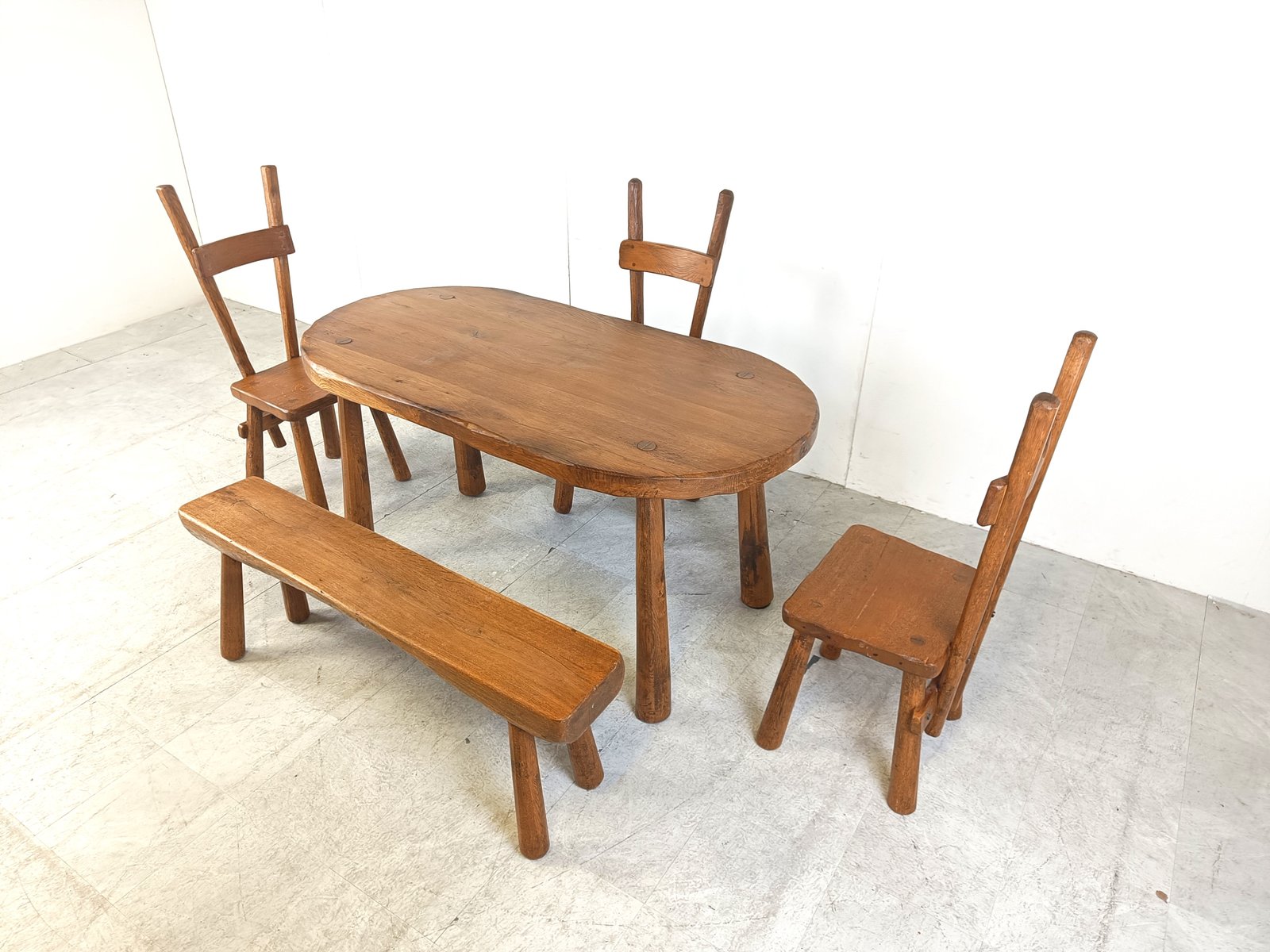 Vintage Brutalist Dining Set, 1960s, Set of 5 for sale at Pamono