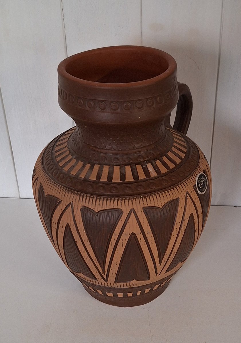 Vintage German Handmade Ceramic Vase by Eiwa, 1970s for sale at Pamono
