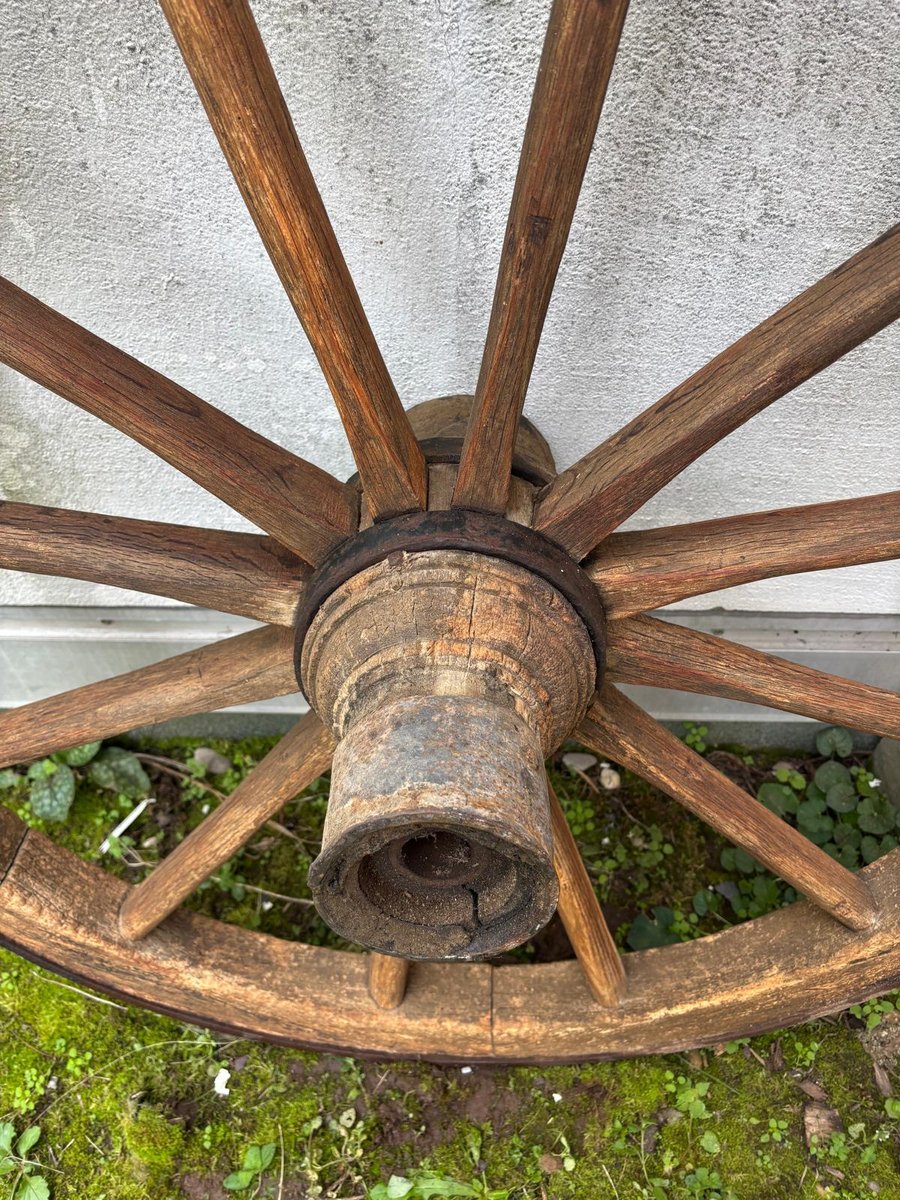 Decorative Wagon Wheel in Wood and Iron, 1890s for sale at Pamono