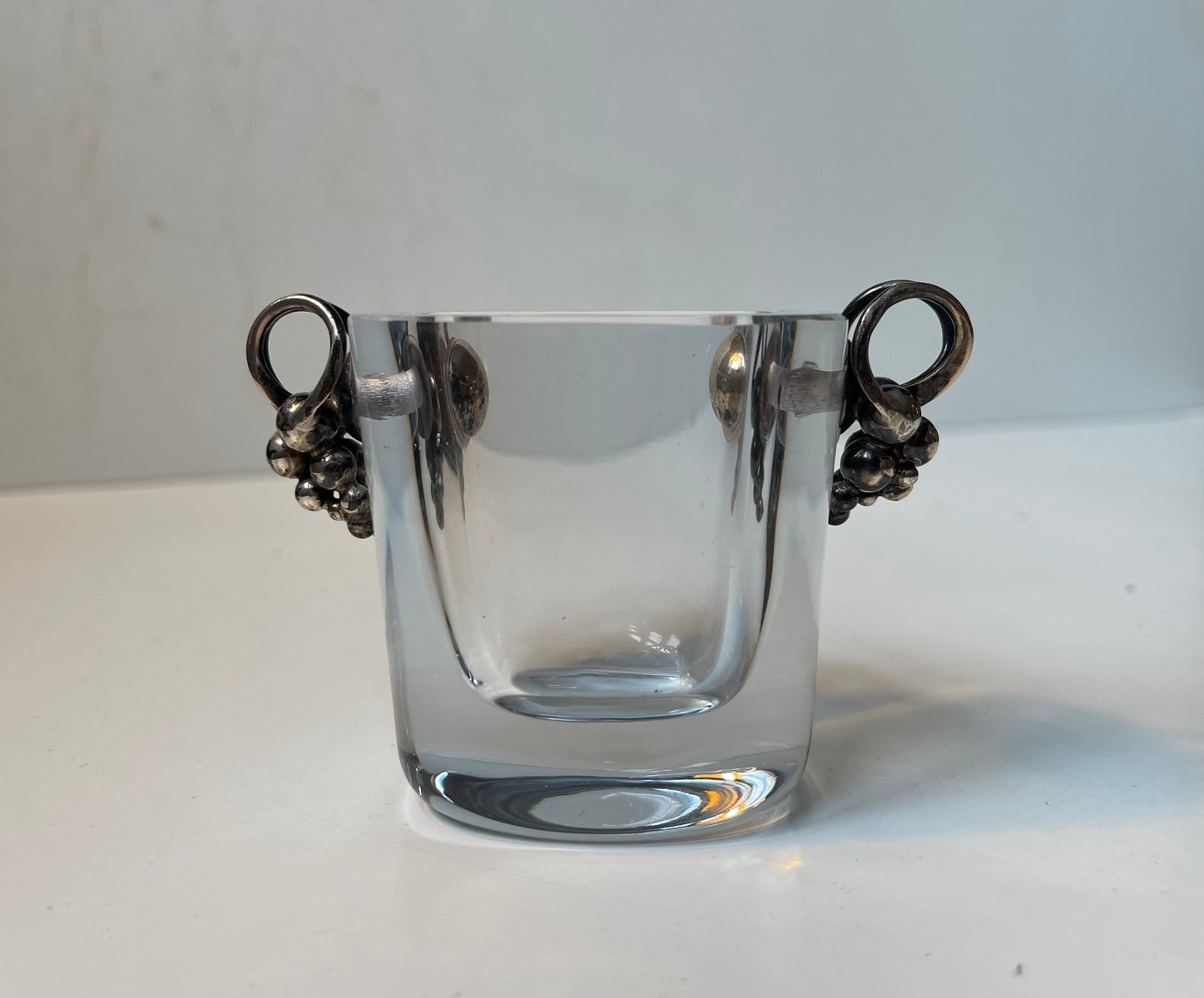 Swedish Art Deco Glass Vase with Silver Grape Cluster from ...