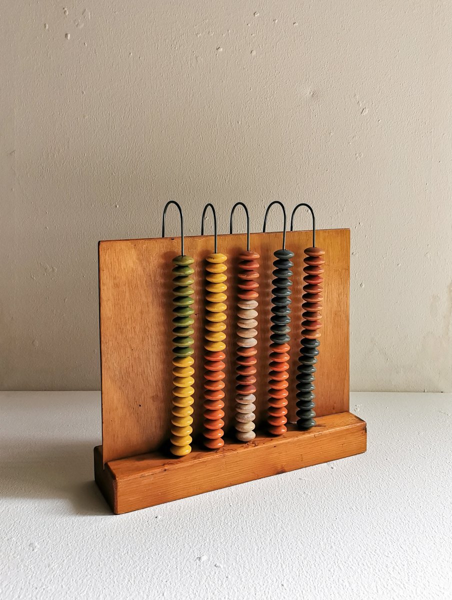 Vintage Wood and Metal Abacus, Belgium, 1950s for sale at Pamono
