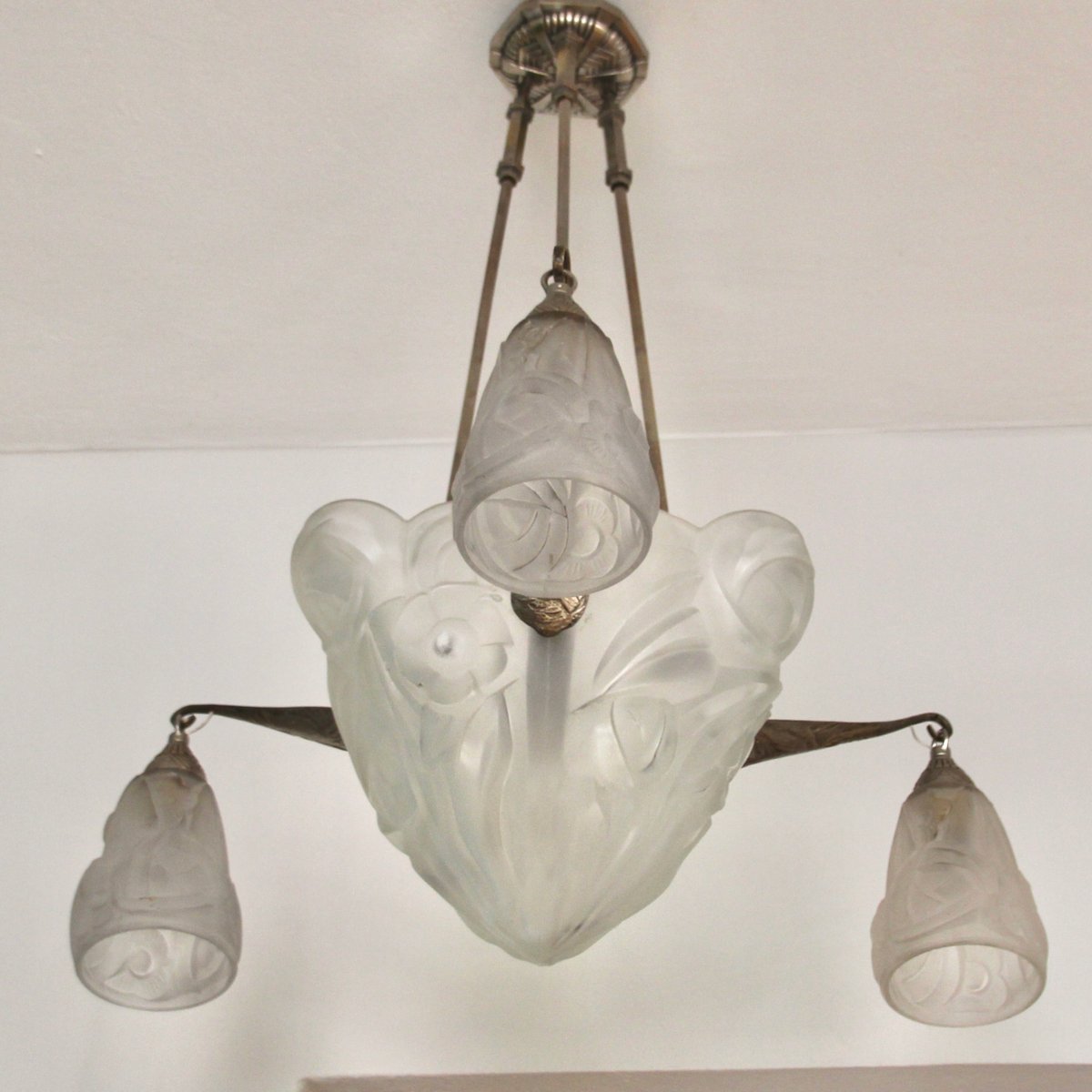 French Art Deco Chandelier by David Gueron for Verrerie d'Art Degué ...