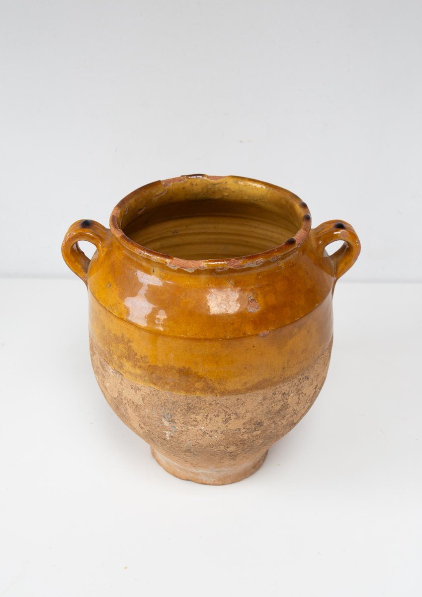 Antique French Pottery Yellow Ochre Glaze Confit Pot, 1800s for sale at ...