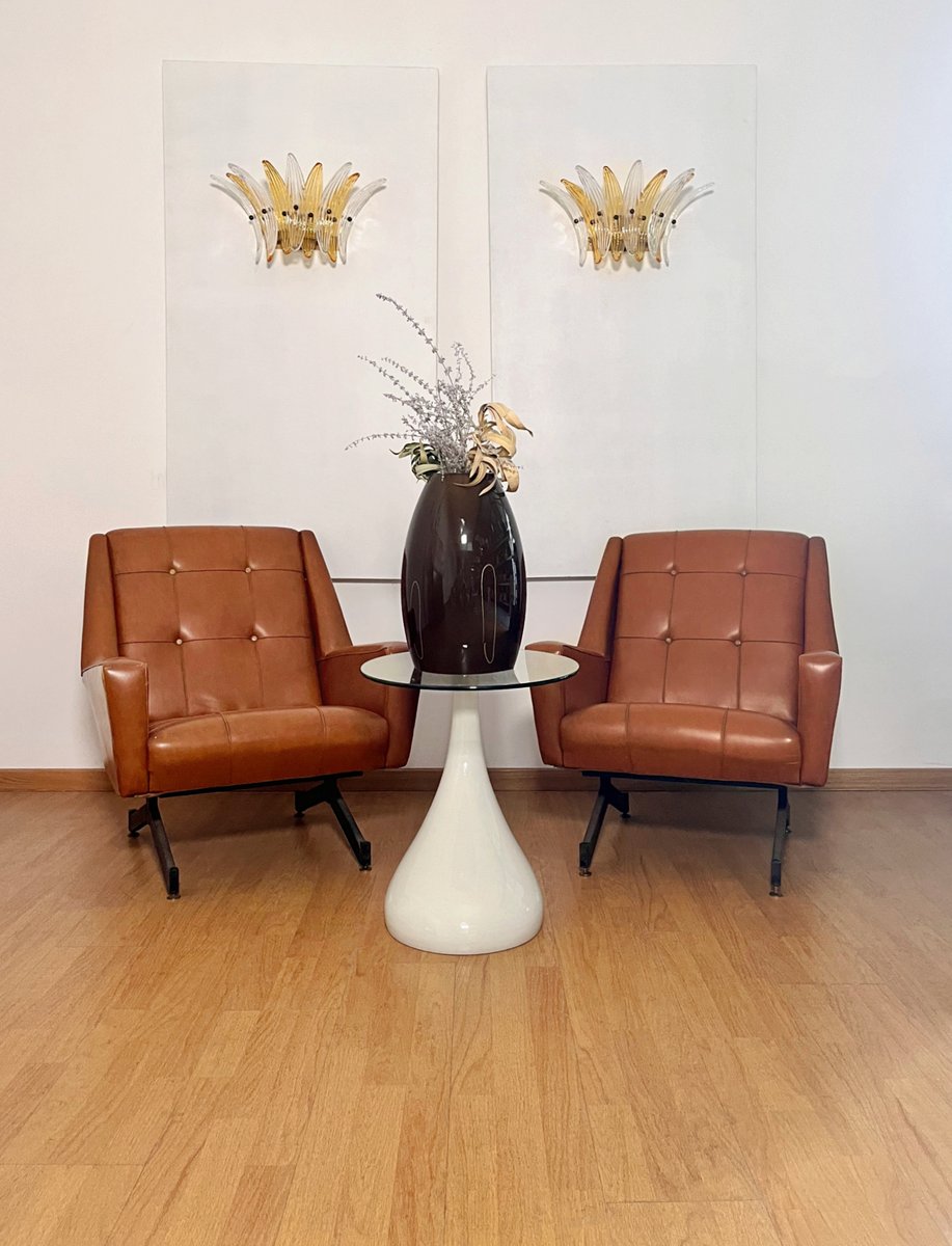 Vintage Palmette Wall Lights in Clear and Amber Glasses, 1990s, Set of ...