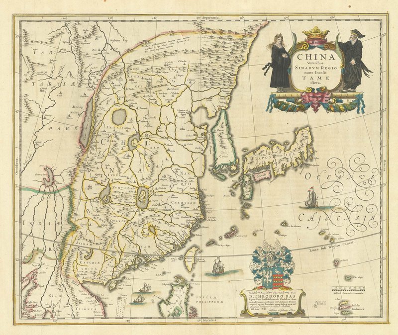Antique Map of China, 1600s for sale at Pamono