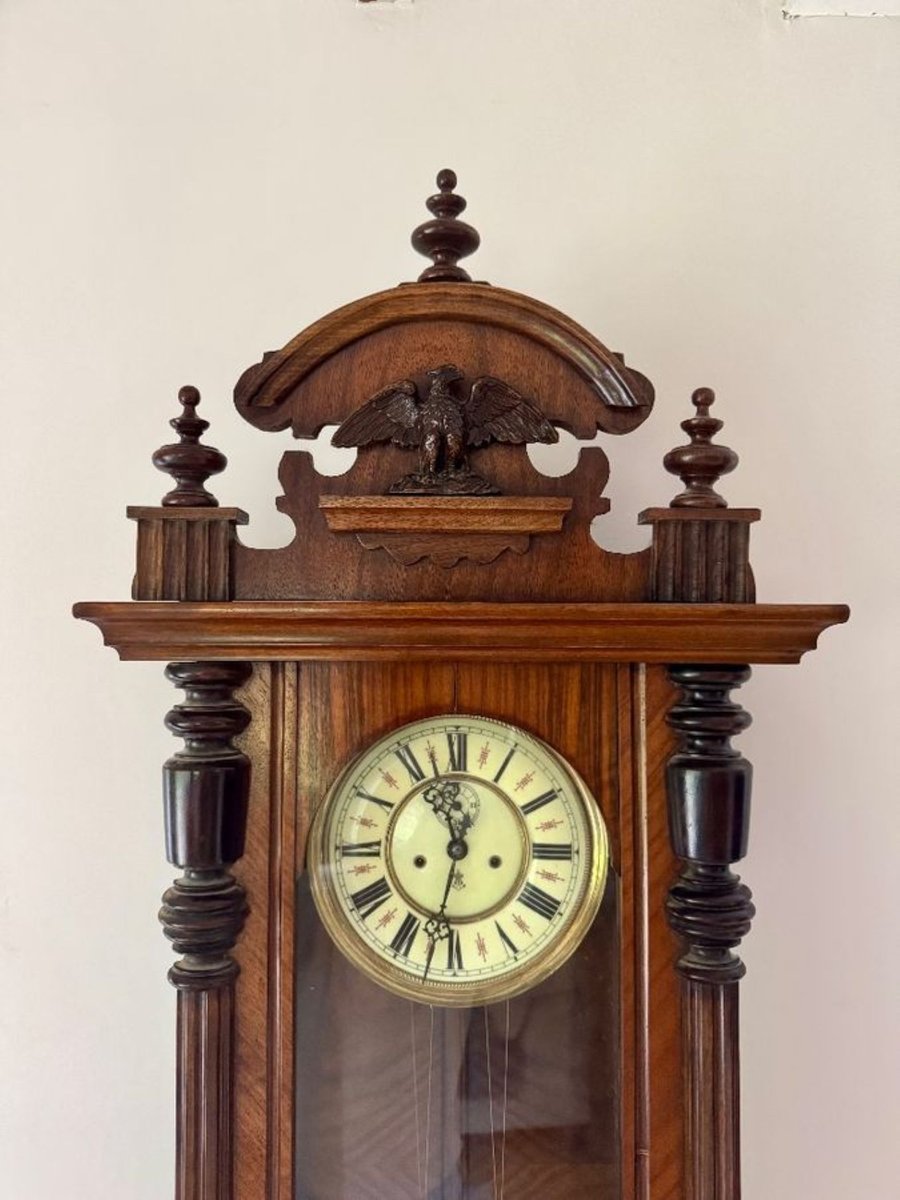 Antique Victorian Carved Walnut Double Weight Wall Clock, Vienna ...