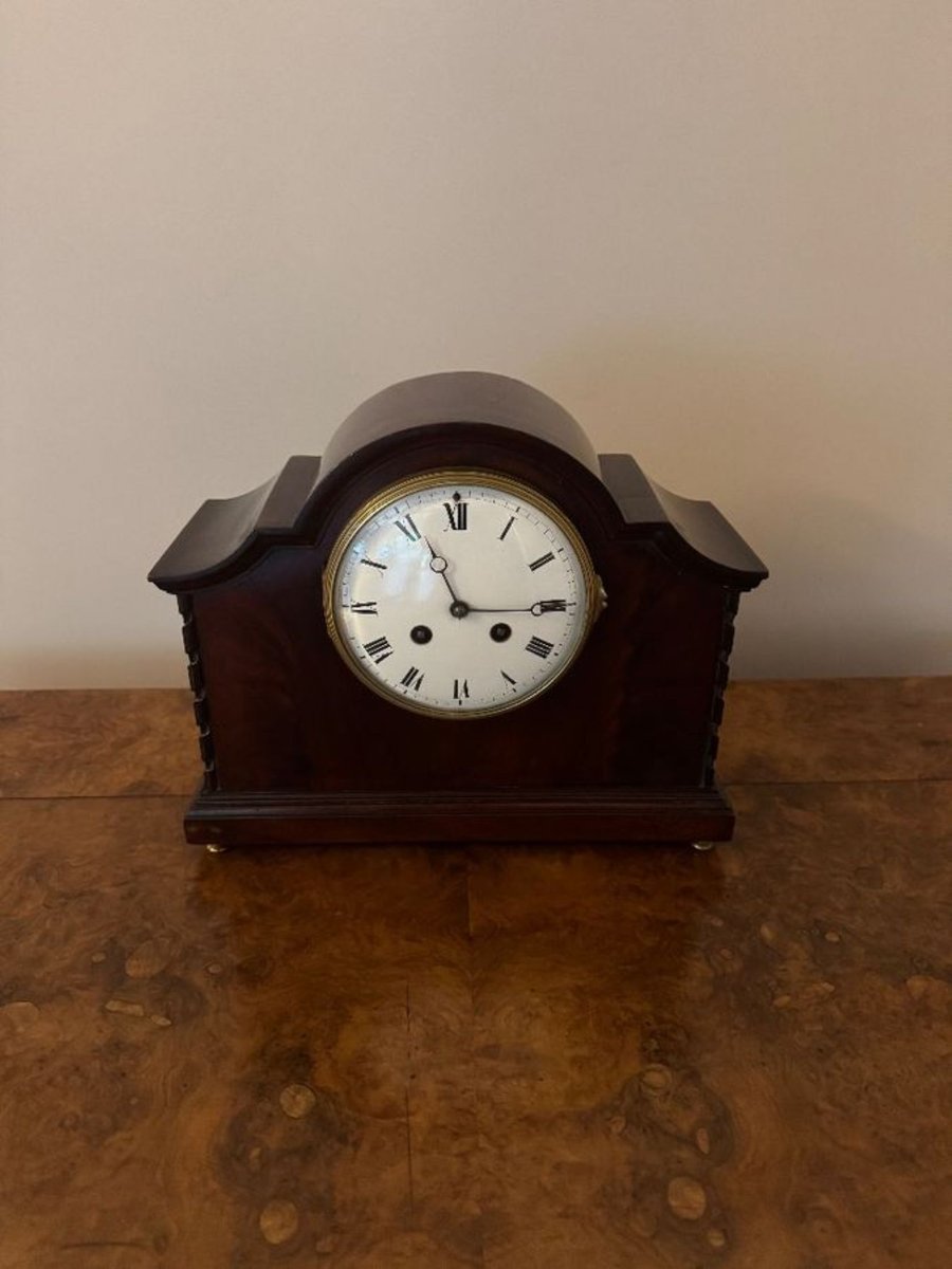 Antique Edwardian Mahogany Mantle Clock, 1900s for sale at Pamono