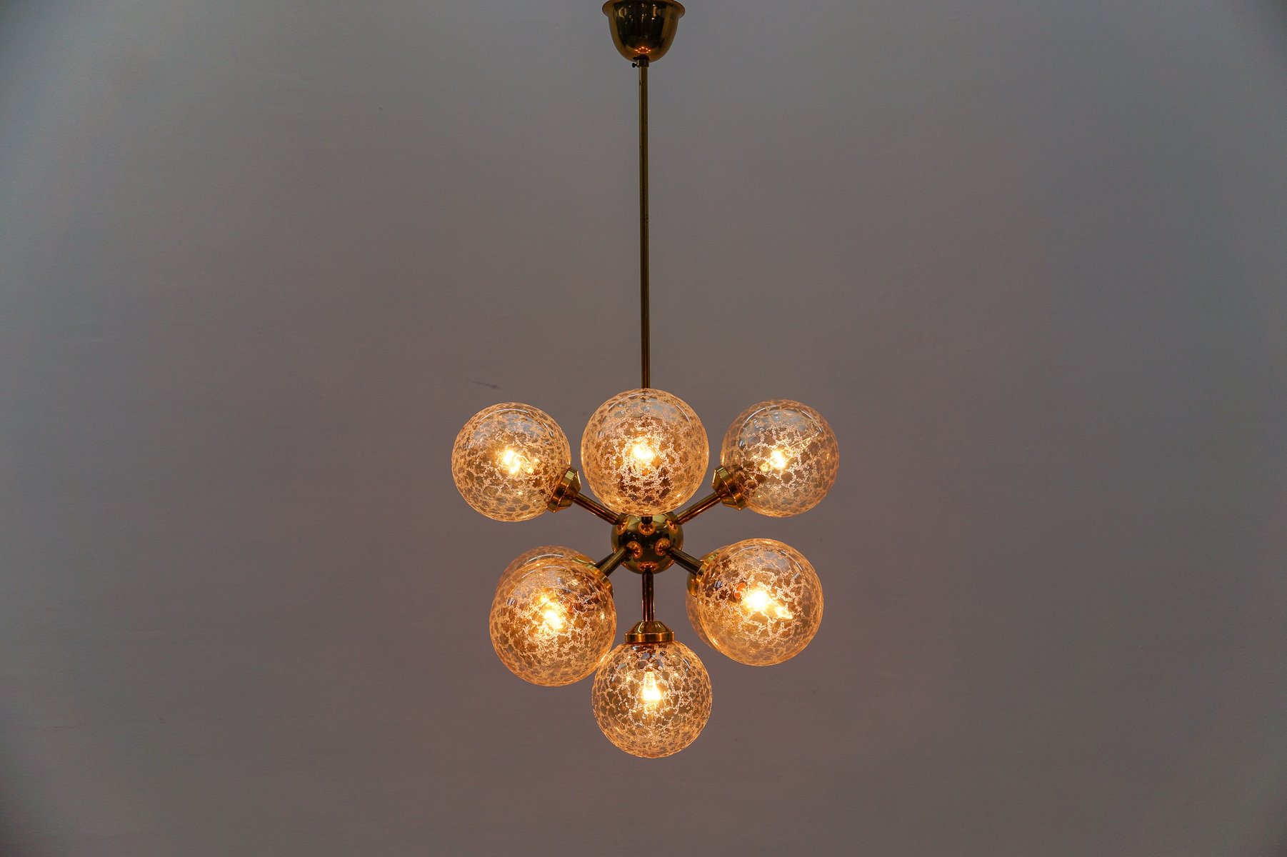 Mid-Century Modern Hanging Lamp with Nine Amber Glasses, 1960s for sale ...