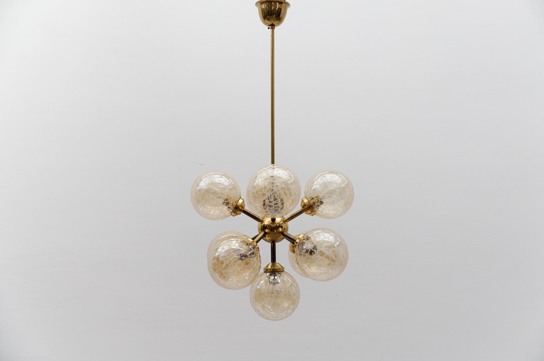 Mid-Century Modern Hanging Lamp with Nine Amber Glasses, 1960s for sale ...