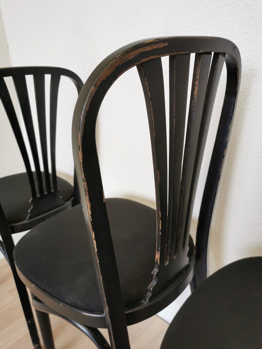 Vintage Black Wooden Dining Chairs from Stol Kamnik, 1970s, Set of 4 ...