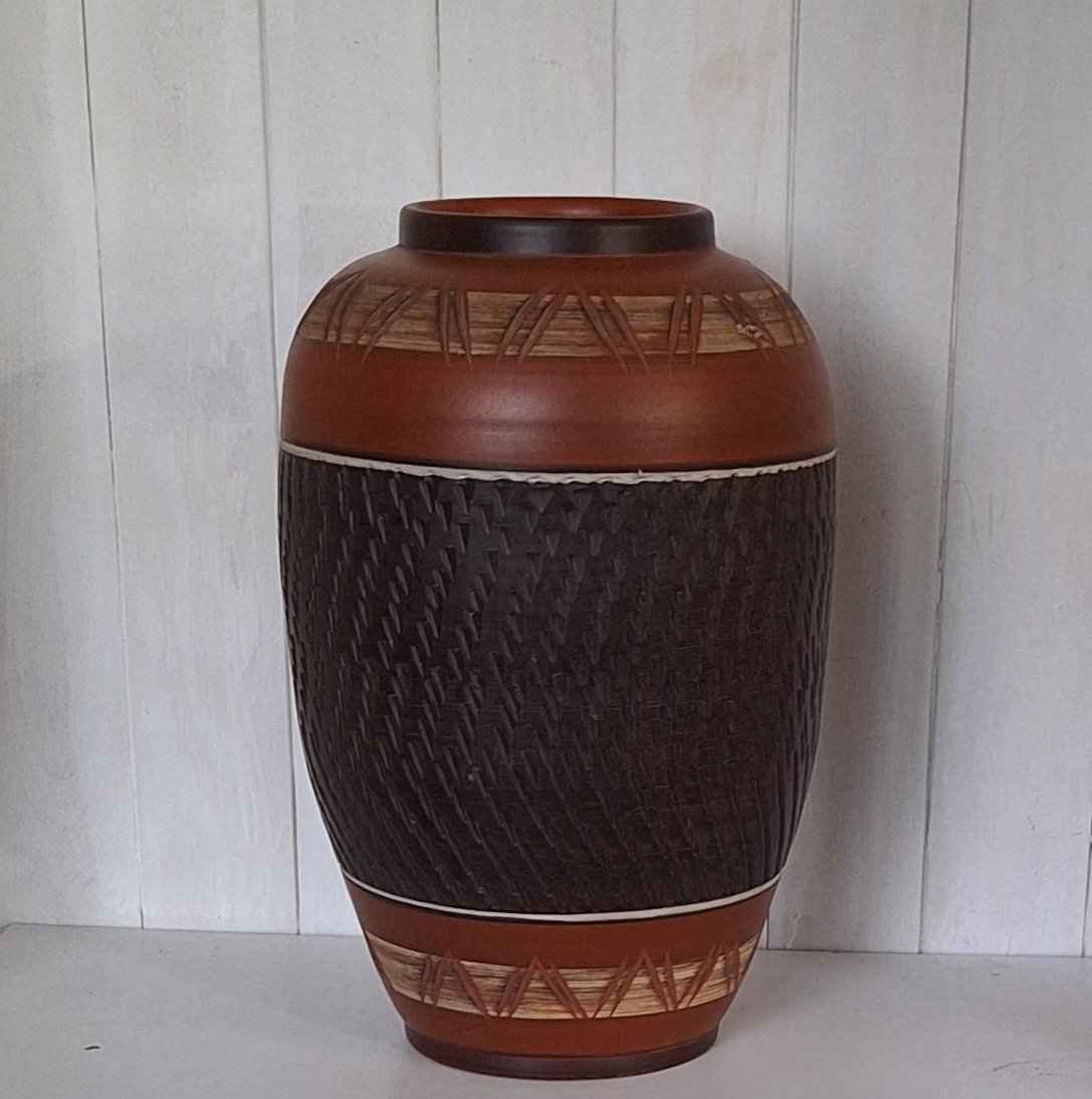 German Handmade Ceramic Vase, 1970s for sale at Pamono