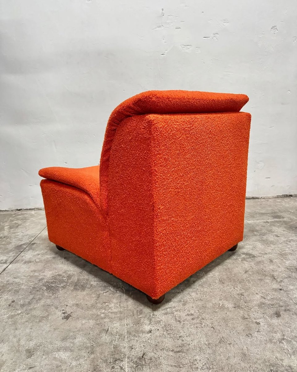 Modular Sofa in Orange Bouclé, 1980s, Set of 4 for sale at Pamono