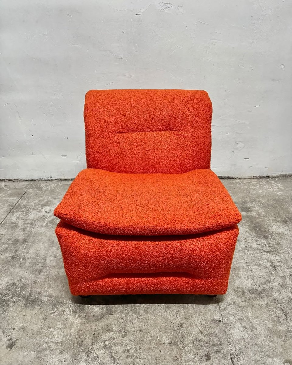 Modular Sofa in Orange Bouclé, 1980s, Set of 4 for sale at Pamono