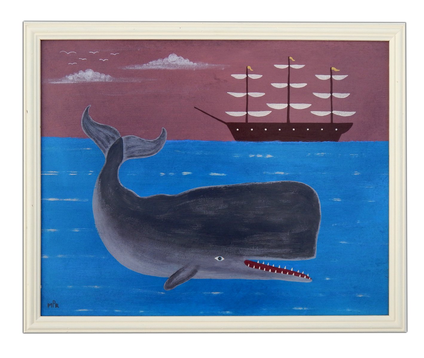 Matt Rix, Sperm Whale and Sailing Ship, 2000s, Oil on Canvas for sale ...
