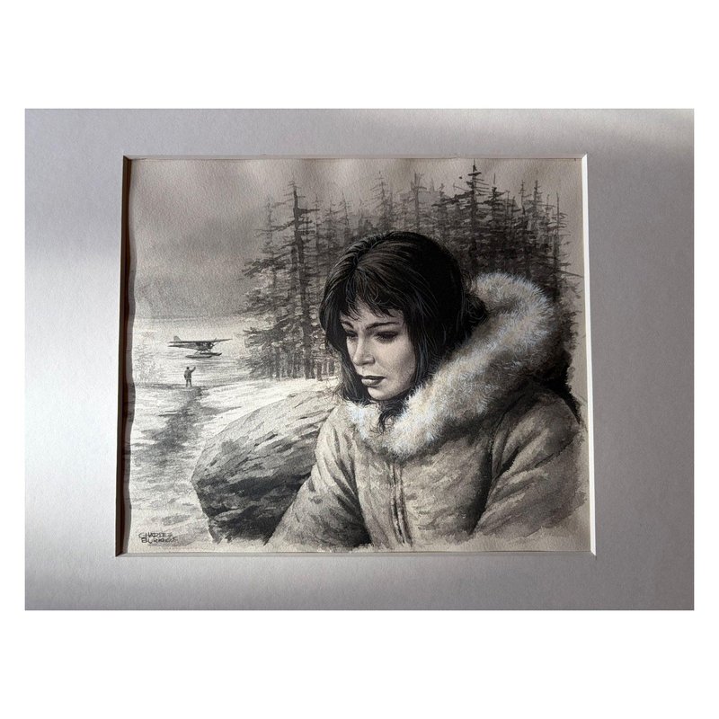 Charles Burki, Woman in Fur Collar Winter Portrait Illustration, 1955 ...