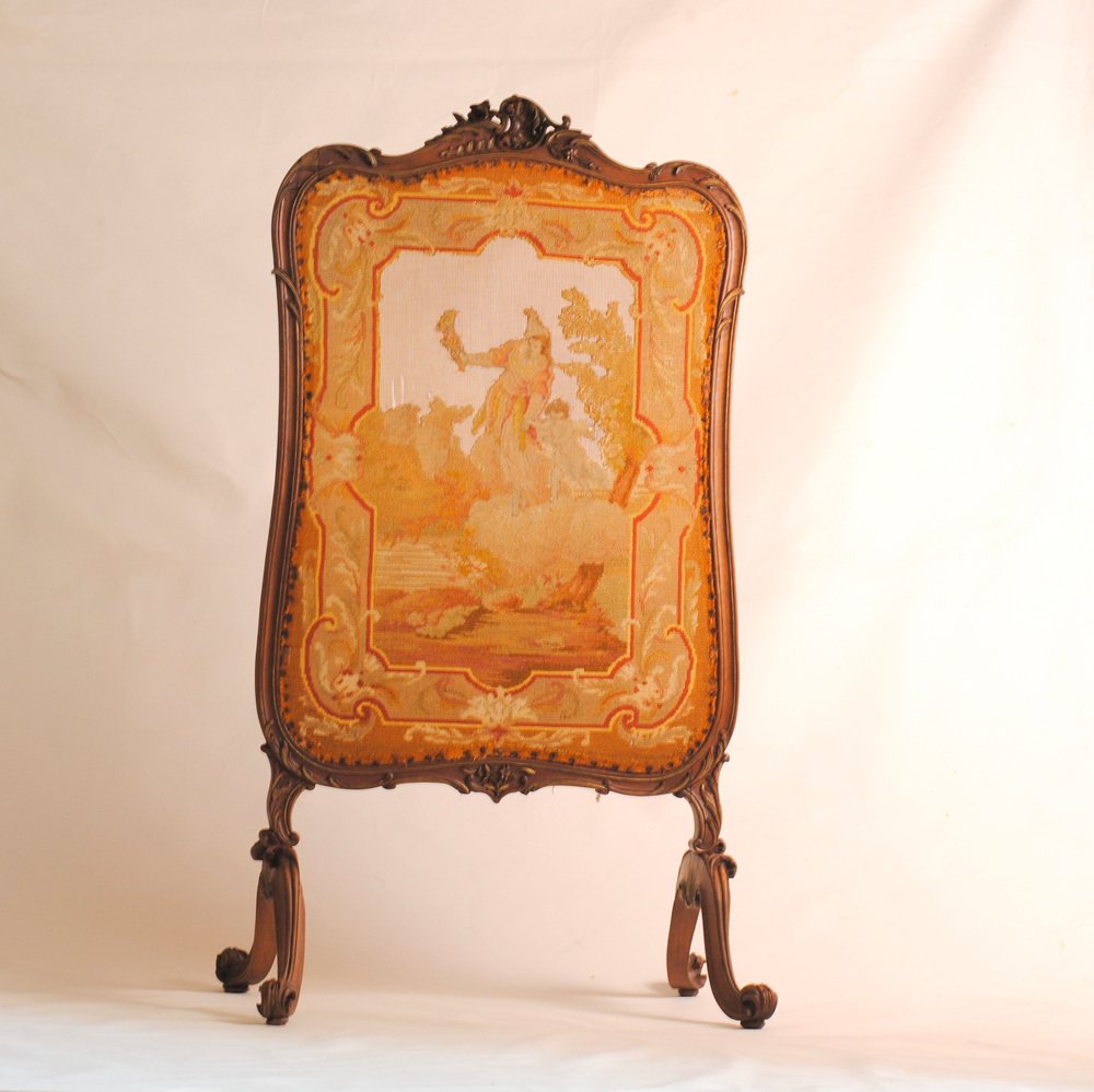 French Regency Screen with Cross-Stitched Tapestry Insert, 1890s for ...