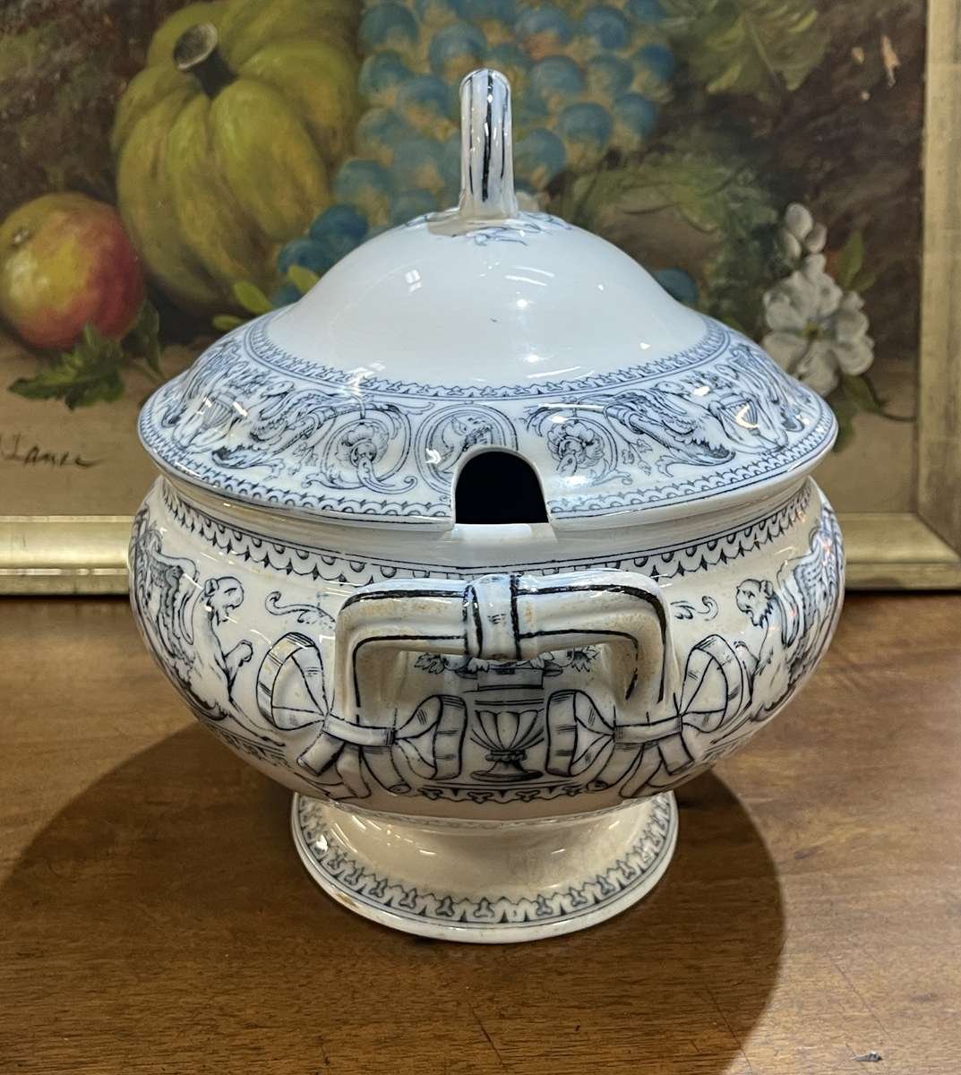 Antique English Minton Porcelain Soup Tureen, 1890s for sale at Pamono