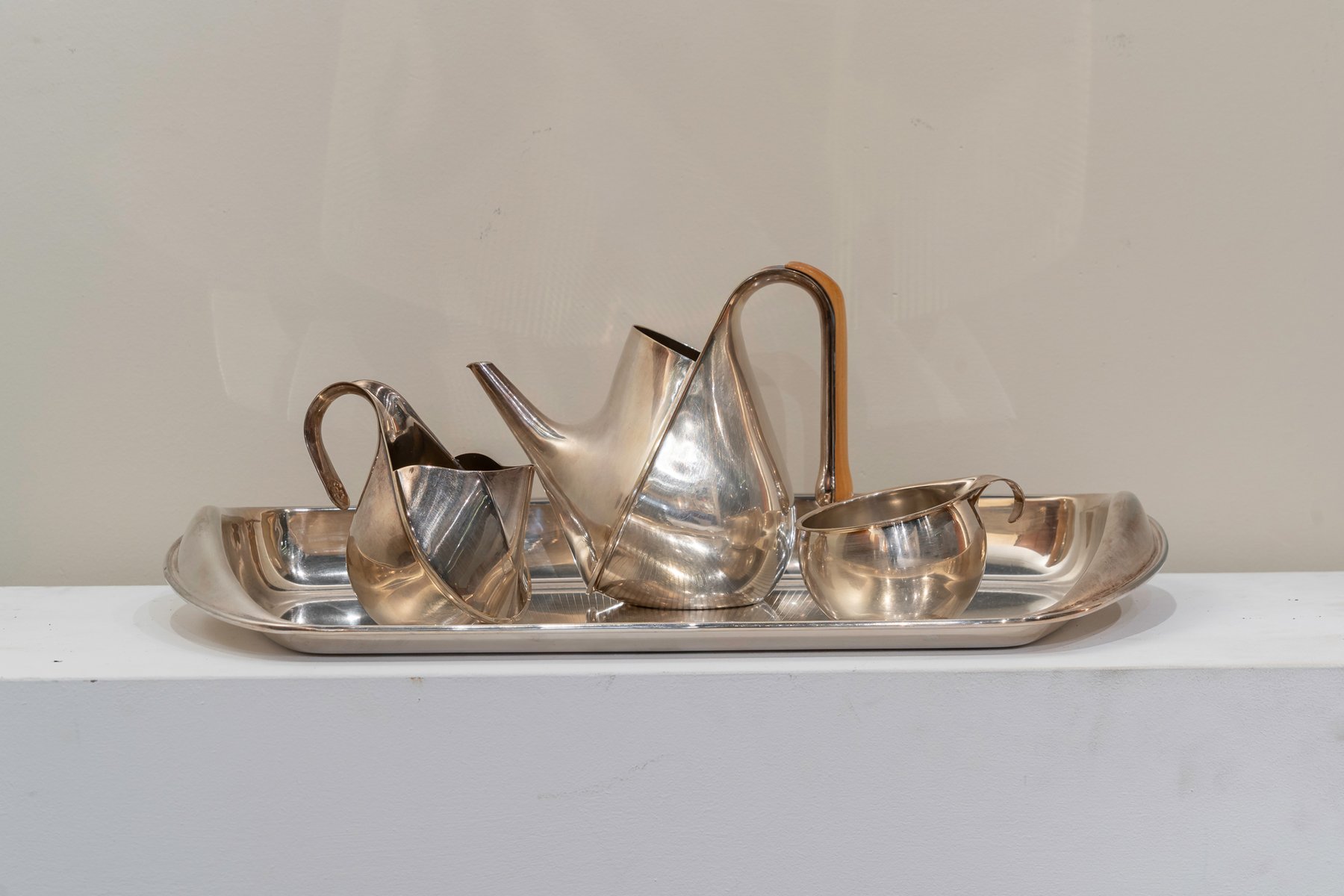 Oronda Silver-Plated Tea Set by Oscar Tusquets for Alessi, 1983, Set of ...