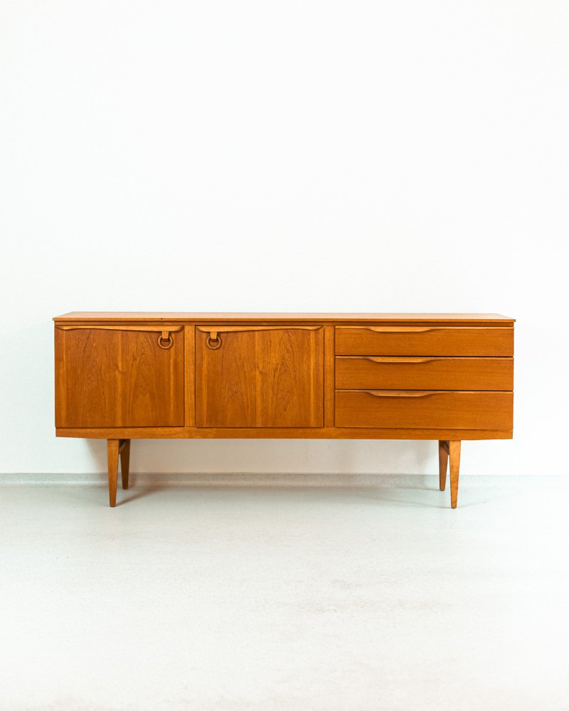 Restored Curved Teak Sideboard from Beautility, 1970s for sale at Pamono